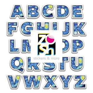 Letter Starry Night Van Gogh Stickers - Etsy