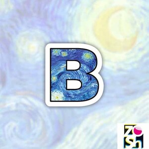 Letter Starry Night Van Gogh Stickers - Etsy