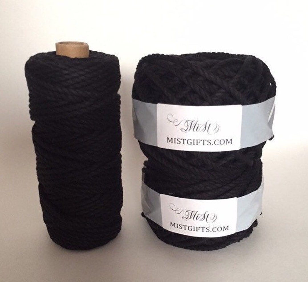 Black Macrame Cord 4MM - 10m / 25m / 50m Natural fiber Cotton rope ...