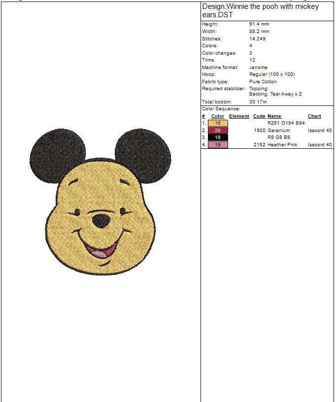 Winnie the Pooh With Mickey Ears - Etsy