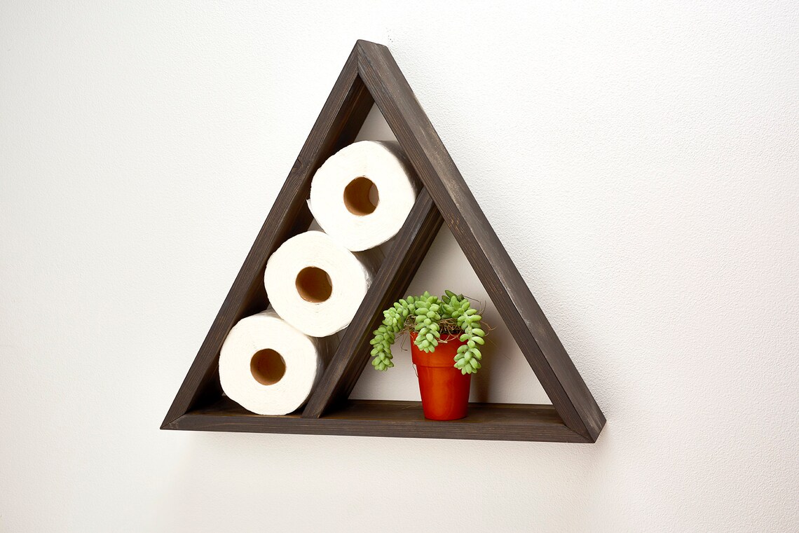 Triangle Wood Shelf Bath Shelf Blue Pine Bath Storage - Etsy