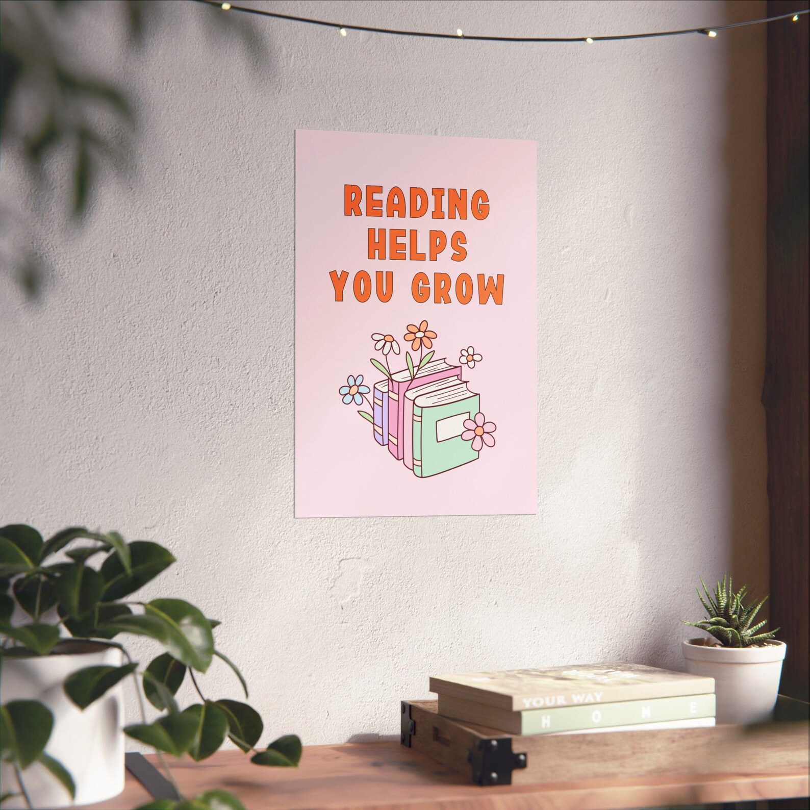 Reading Helps You Grow Wall Art, Inspirational Poster, Kids Room Decor ...