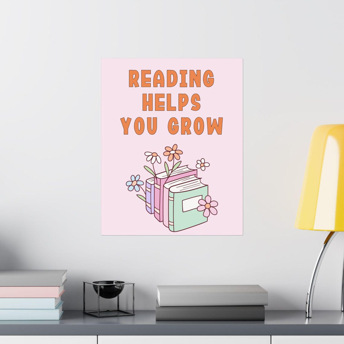 Reading Helps You Grow Wall Art, Inspirational Poster, Kids Room Decor ...