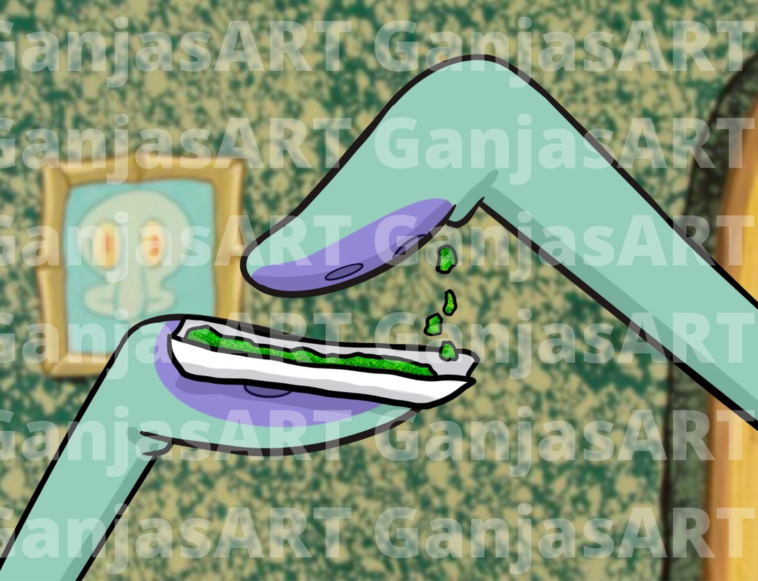 Smoking Squid, Funny Cartoon Instant Digital Download, Weed, Wall Art ...