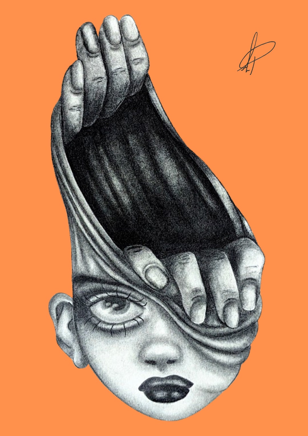 Open Head Pencil Drawing Print - Etsy