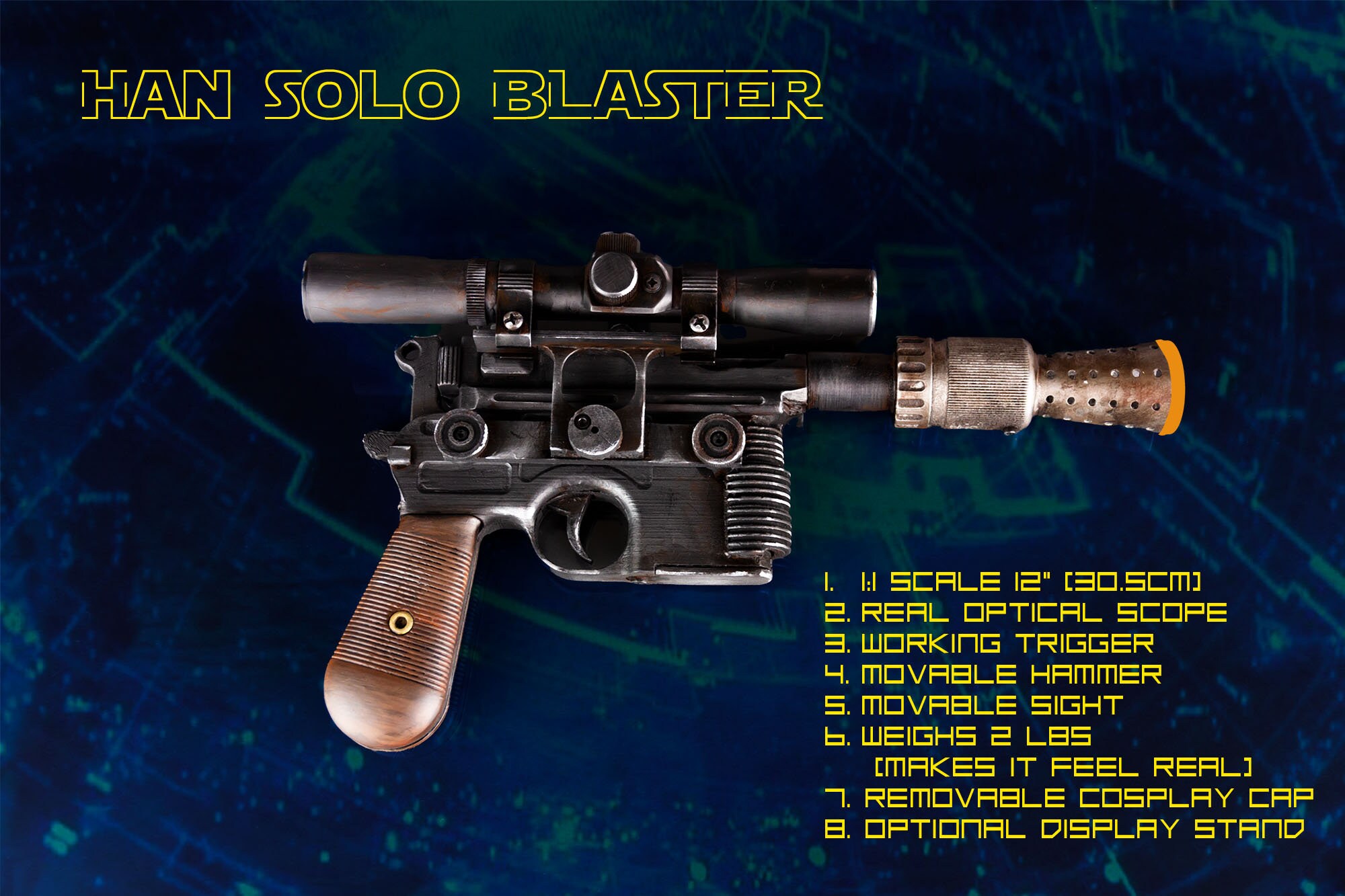 Han Solo Blaster Replica Model Kit with real optical scope | Etsy
