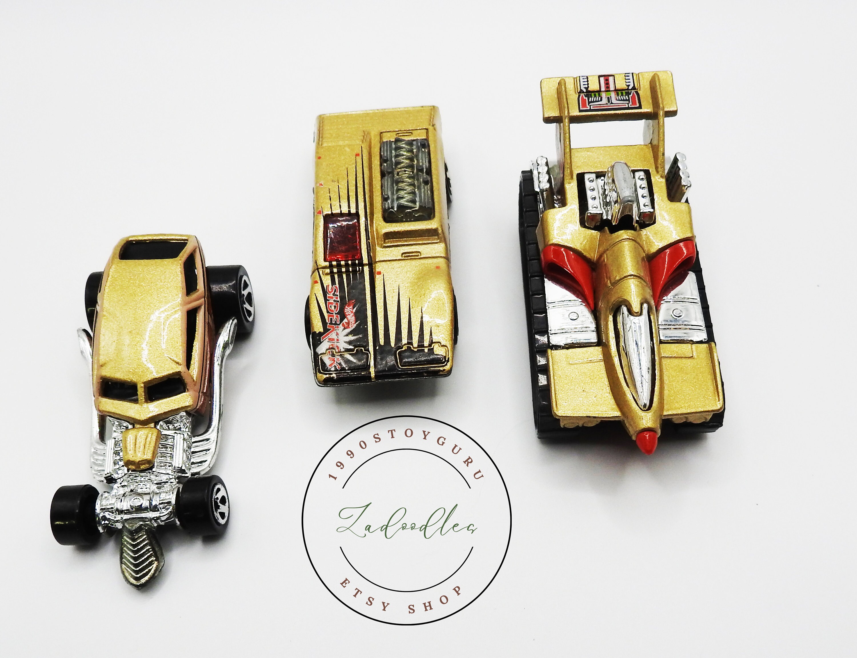 Exclusive Golden Hot Wheels Collection - 1992 Treadator, 1970 Side Kick ...