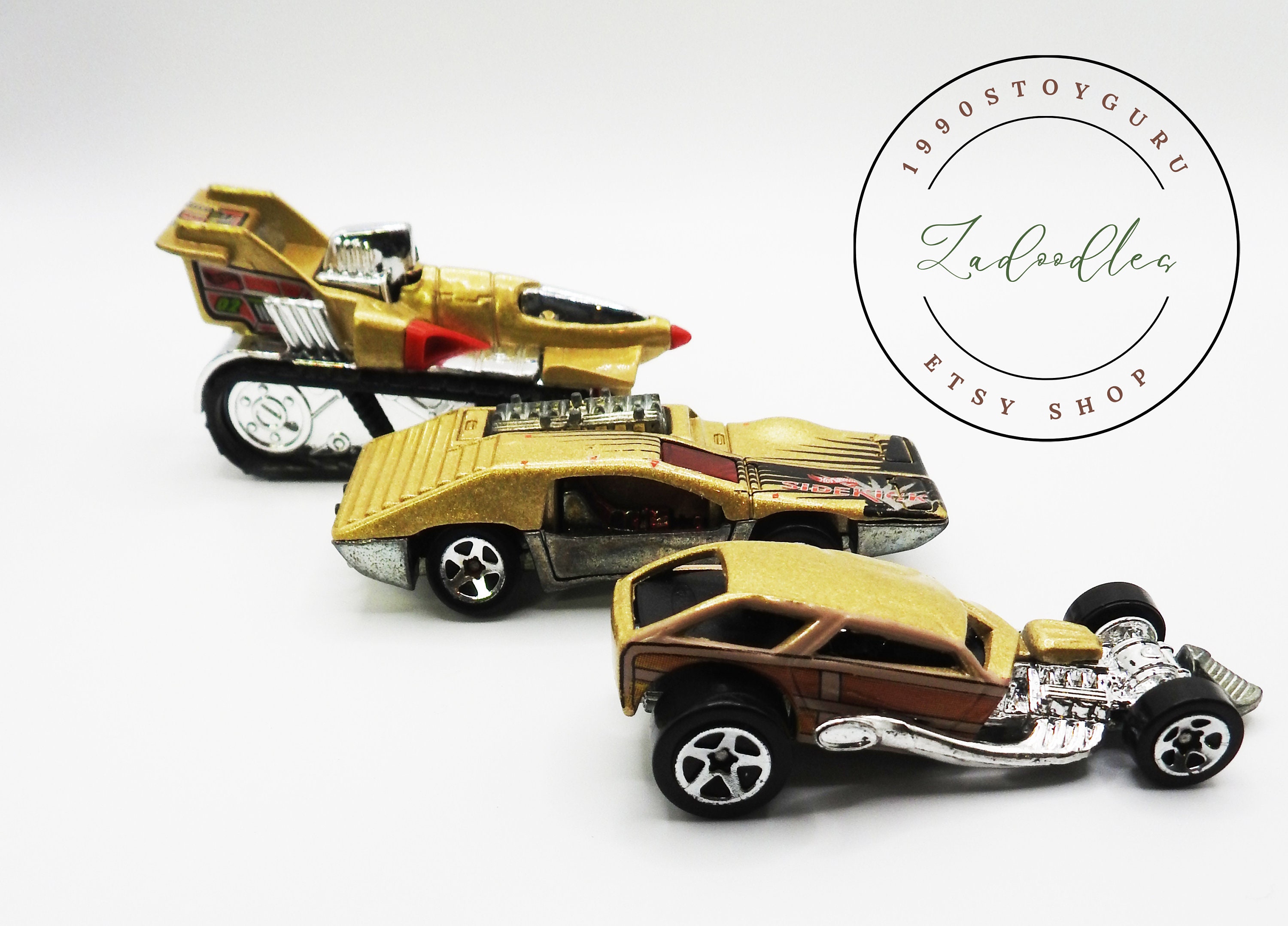Exclusive Golden Hot Wheels Collection - 1992 Treadator, 1970 Side Kick ...