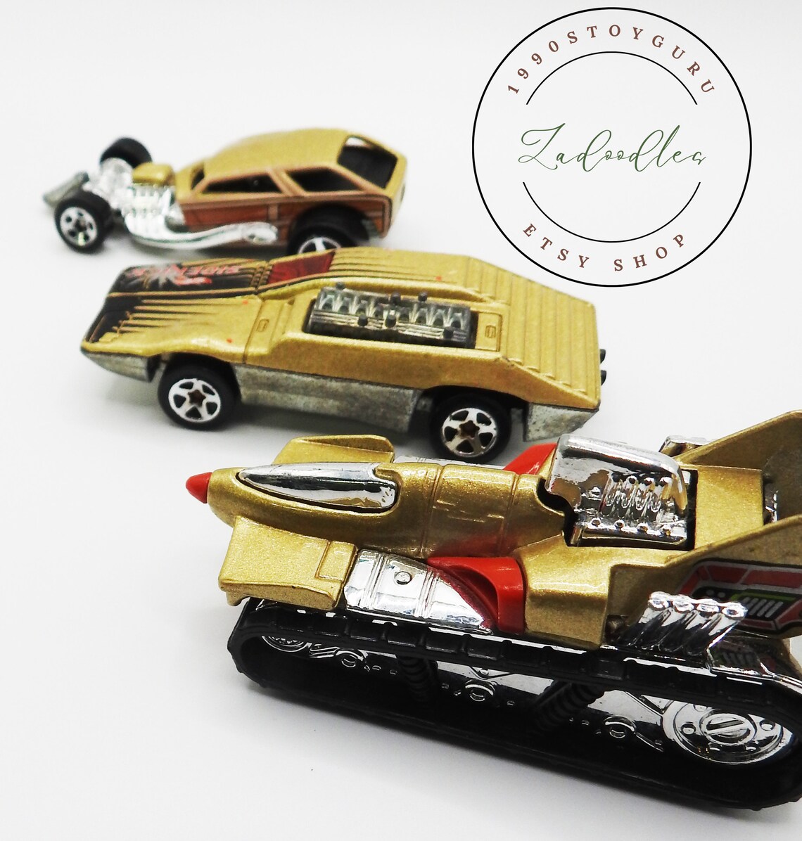Exclusive Golden Hot Wheels Collection - 1992 Treadator, 1970 Side Kick ...