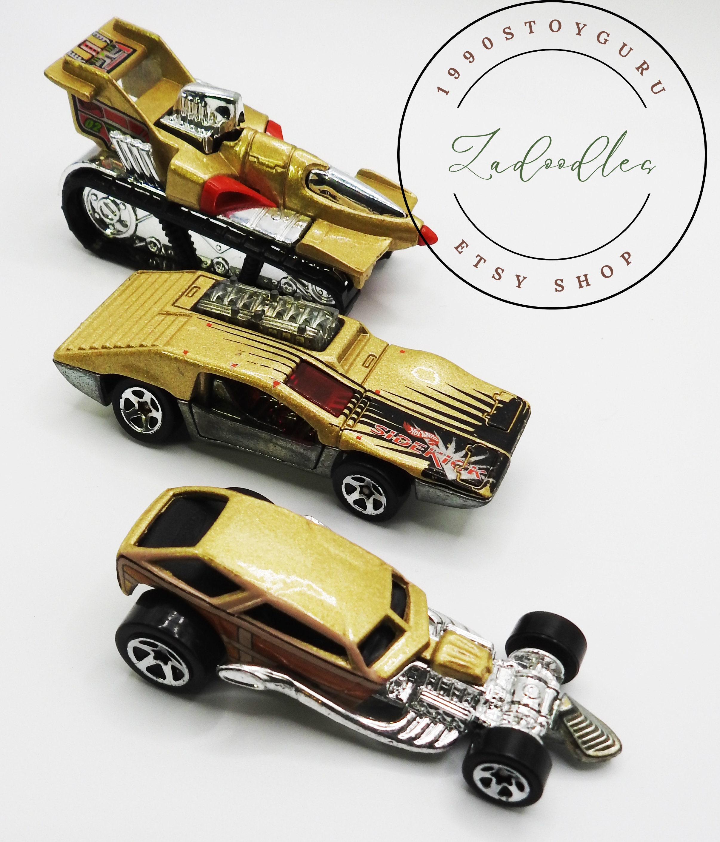 Exclusive Golden Hot Wheels Collection - 1992 Treadator, 1970 Side Kick ...