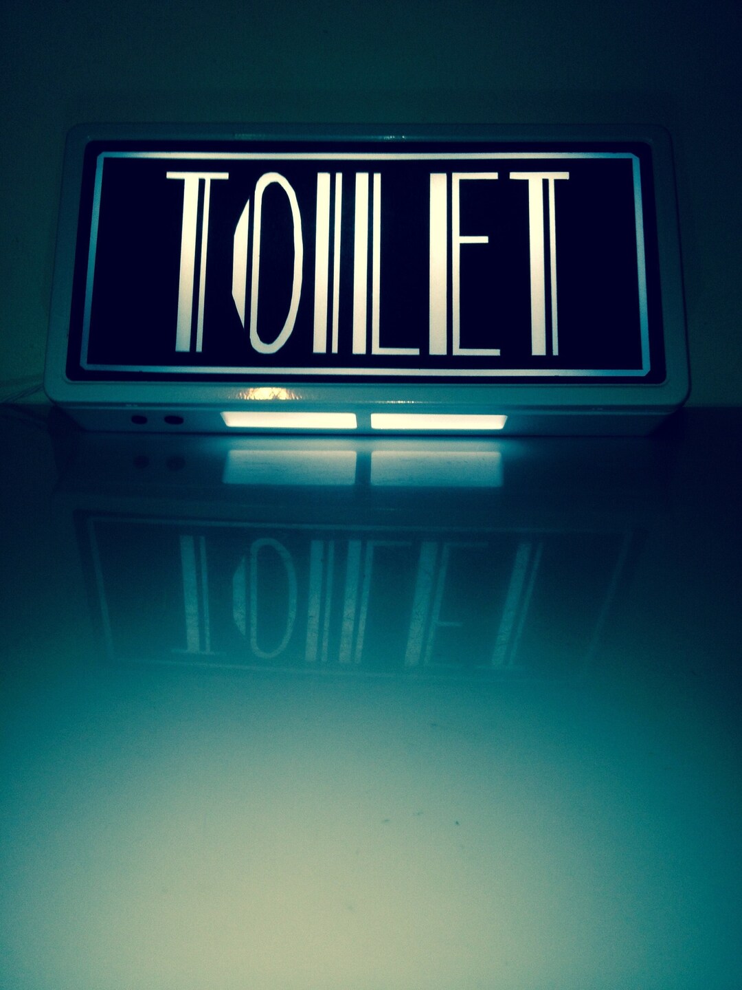 Toilet Sign Illuminated Light Art Deco Vintage Style Black & White 8W ...