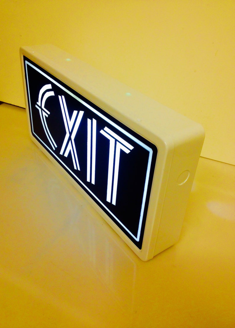 Art Deco Illuminated Emergency Exit Light Box Sign Vintage Style Black ...