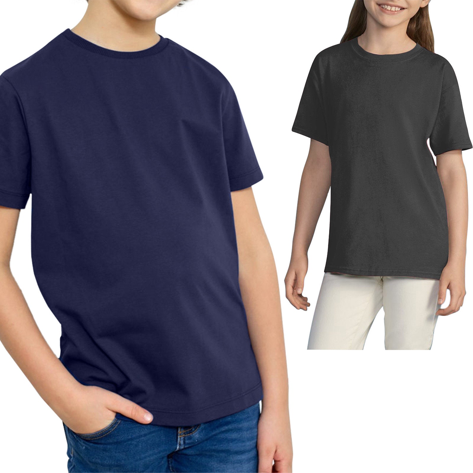 Kids Classic Short Sleeve T-shirt Plain Round Neck Basic Top - Etsy