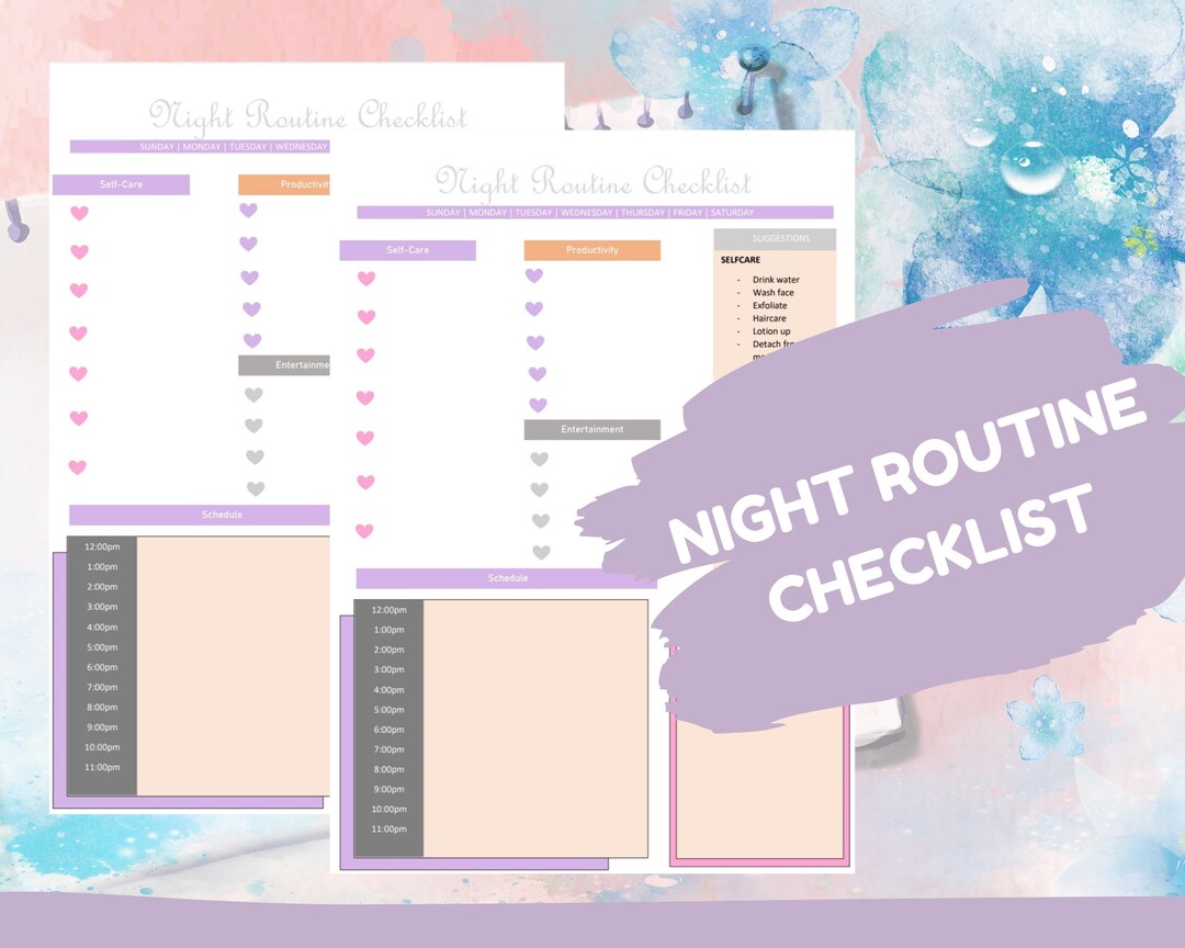 Night Routine Checklist | INSTANT DOWNLOAD - Etsy