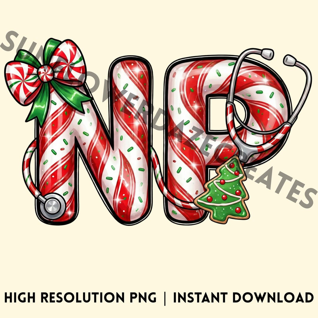 NP Christmas Candy Cane PNG | Holiday Nurse Practitioner Sublimation ...
