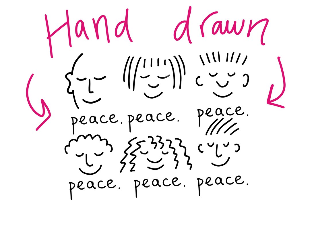 Hand Drawn Peaceful People PNG Instant Download Doodle - Etsy