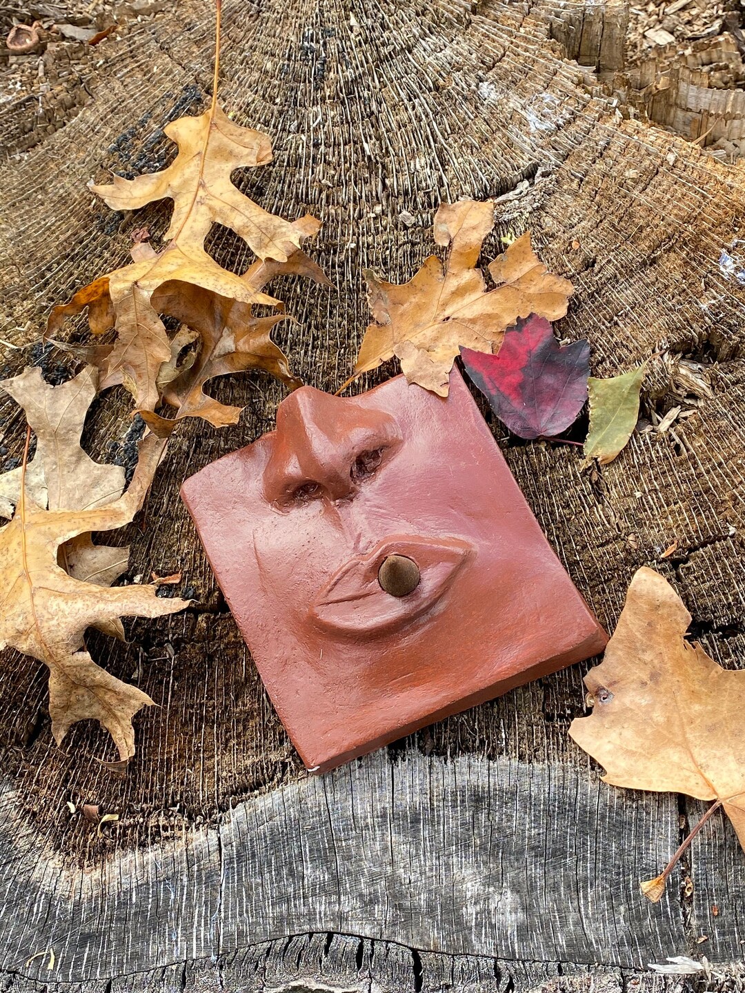 FACE INCENSE TRAY No Spill Incense Burner Incense Cone Burner Handmade ...