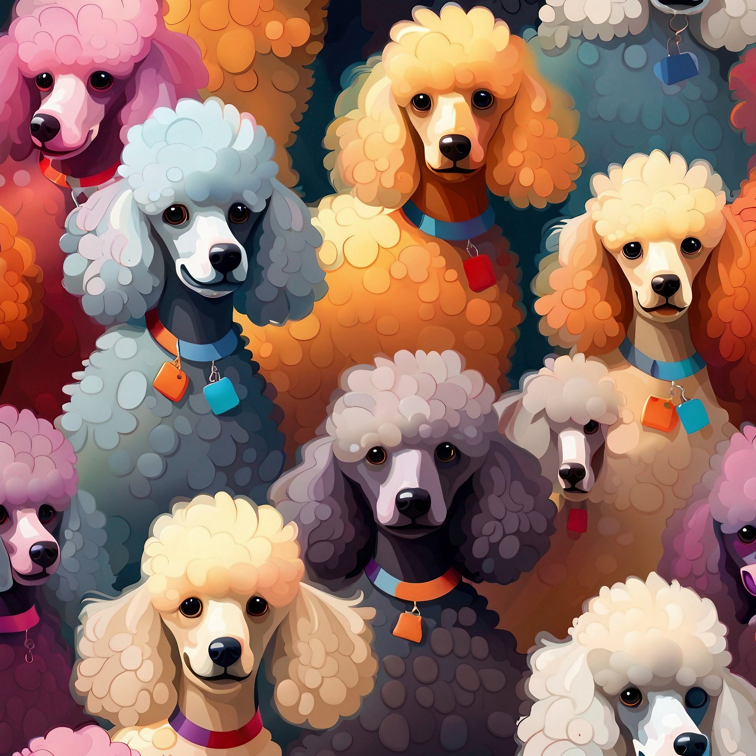 Poodle Patterns Art I Poodle Gift Digital Artwork I Colorful Poodles I ...