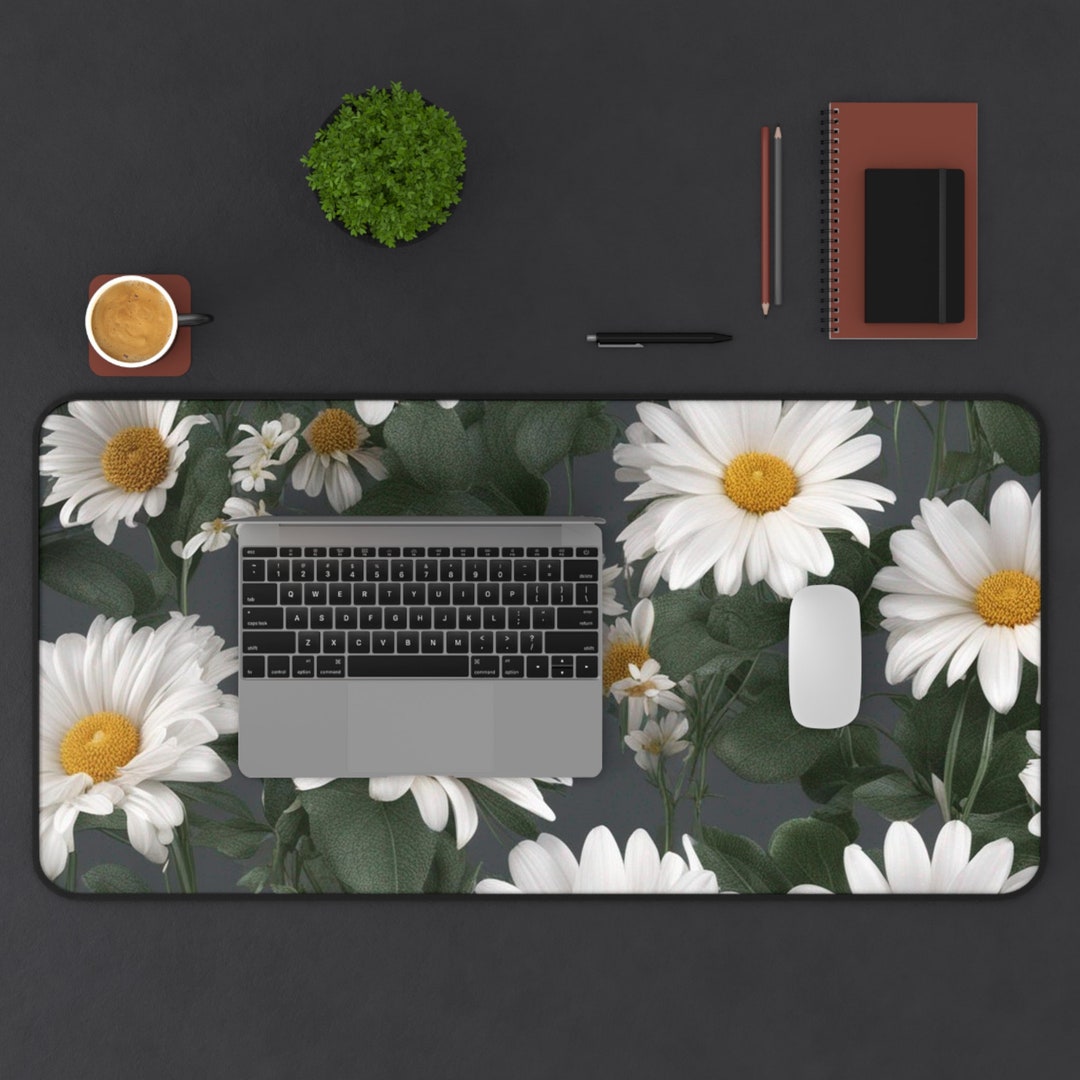 Daisy Floral Desk Mat - Design Floral Office Decor - Botanic Workspace ...