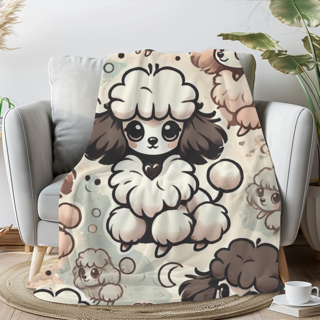 Cozy Poodle Blanket Poodle Lovers, Dog Throw, Cartoon Poodle Art ...