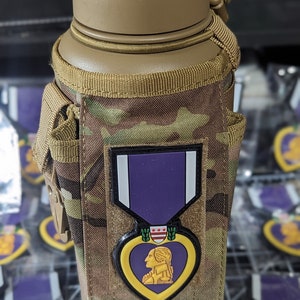 Purple Heart Medal PVC Patch (U.S. Military) Army, Navy, Marine Corps, Air Force - Gold Metallic ...