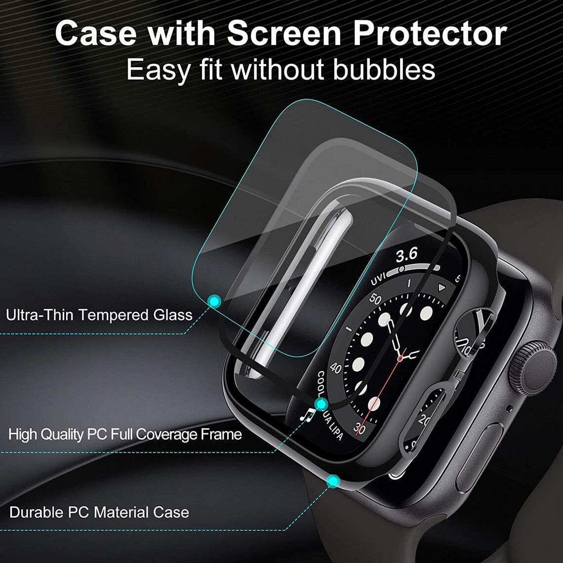 APPLE WATCH CASE With Tempered Glass, Plastic Apple Watch Cover 38mm ...