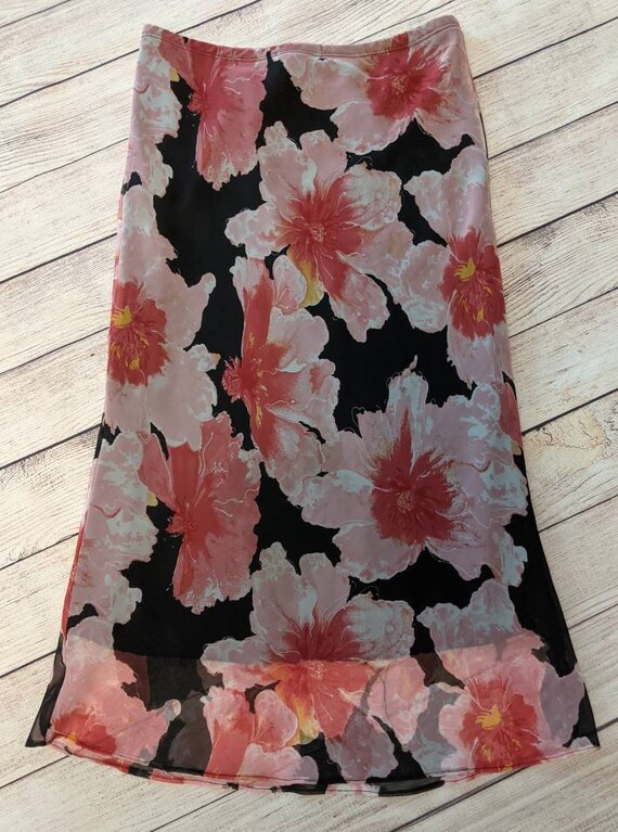 2000s Y2K "Sirens" Pink Floral Midi Skirt - Gem