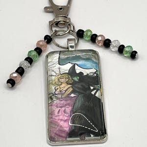 Wicked Elphaba and Galinda Graphic Bag Clip Keychain With Crystal Bead ...