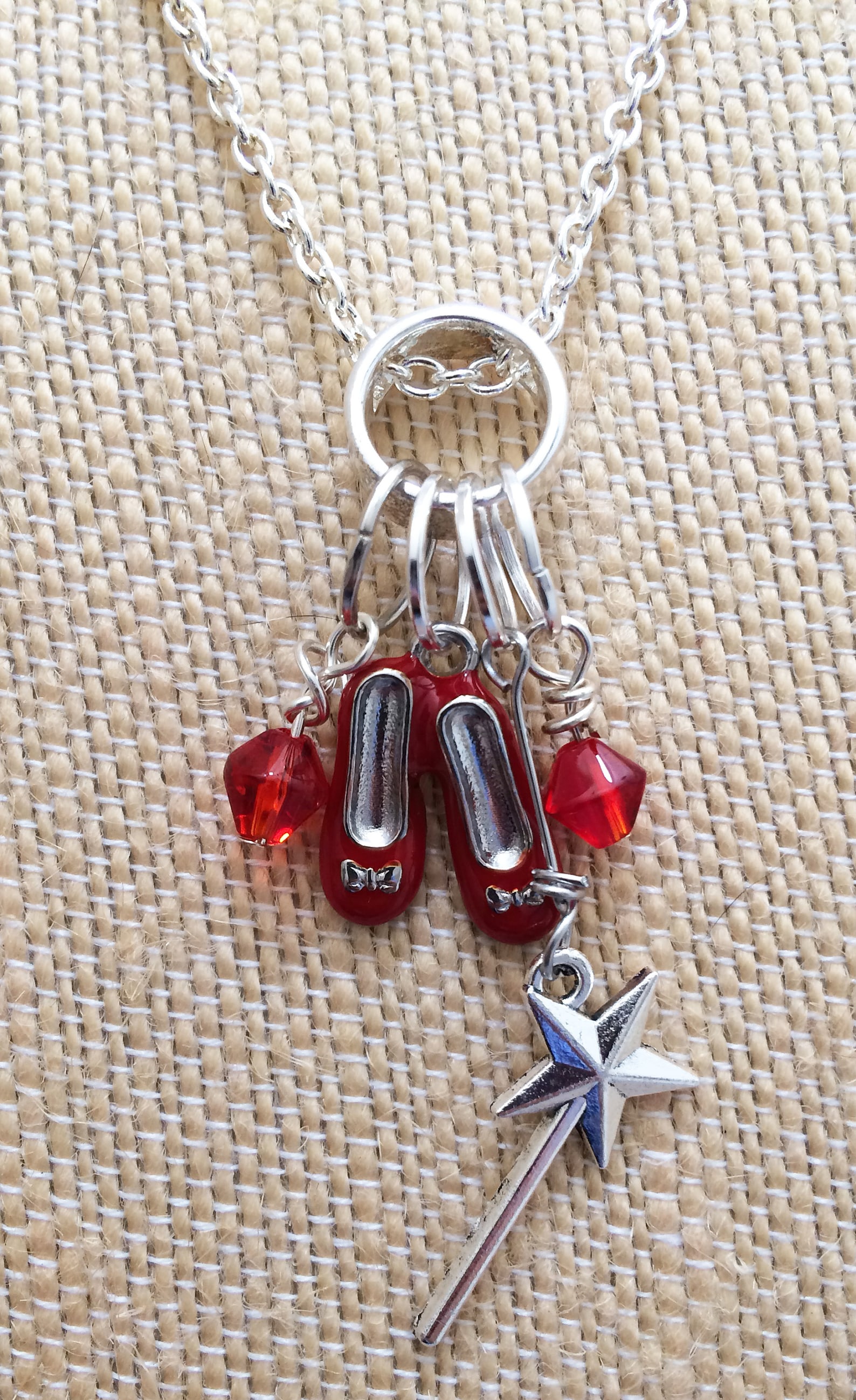 Wizard of Oz Ruby Slippers, Magic Wand, and Crystals Slide Necklace in ...