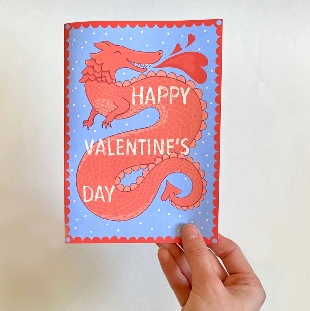 Printable Dragon Valentine's Day Card, DIY Digital File Print at Home ...