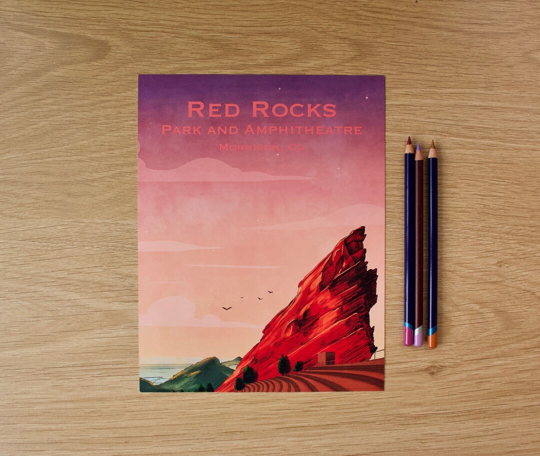 Red Rocks Amphitheatre Illustrated Print - Etsy