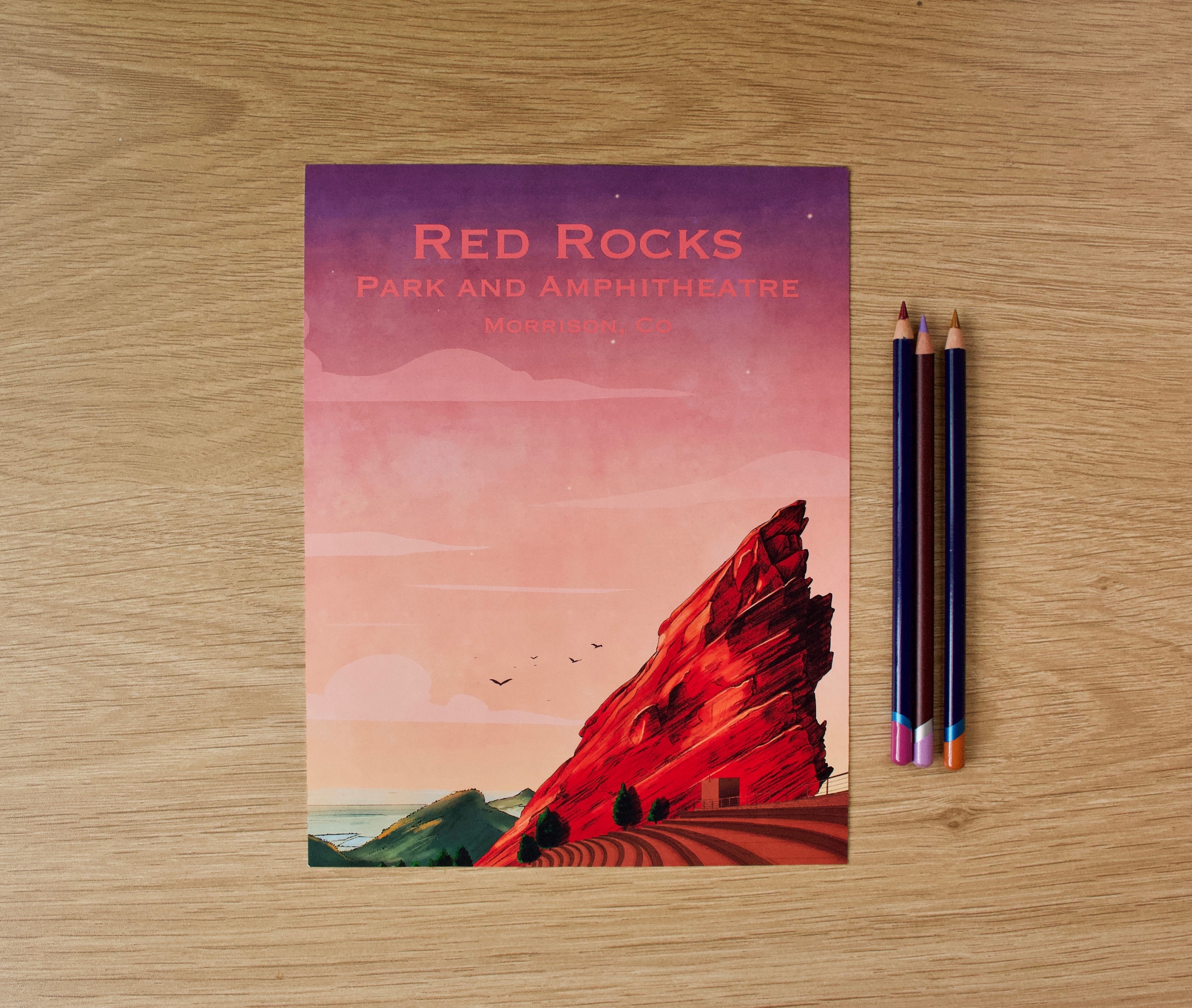 Red Rocks Amphitheatre Illustrated Print - Etsy
