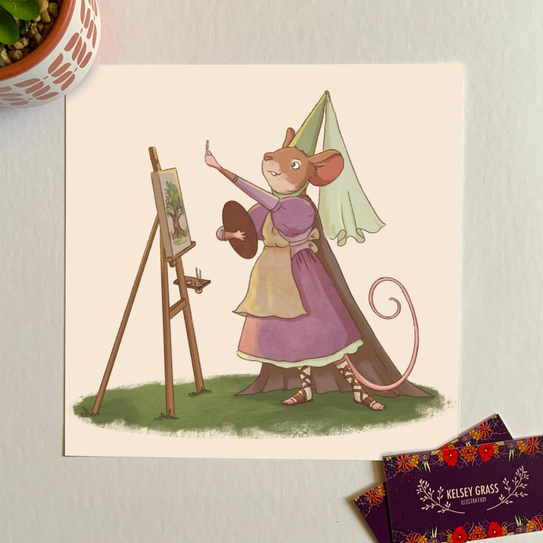 Mouse Artist Illustrated Print - Etsy