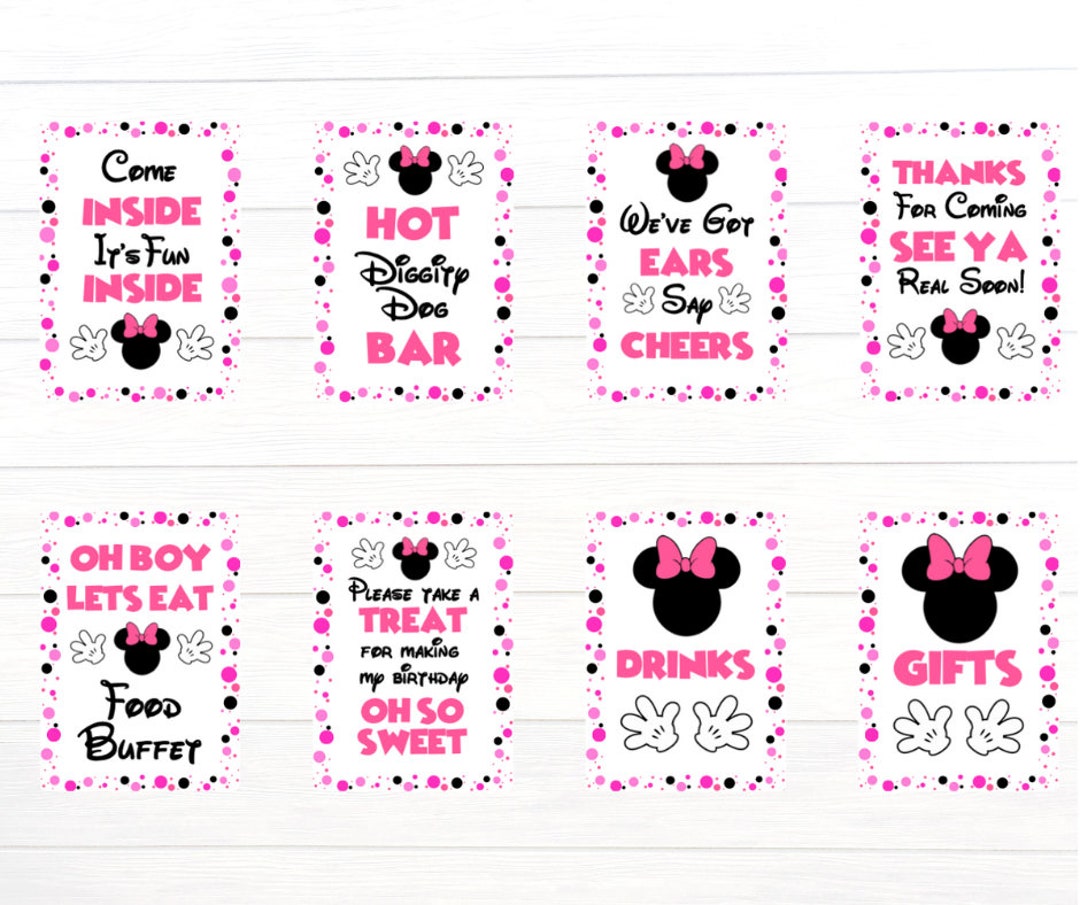 INSTANT DOWNLOAD/ Printable Minnie Mouse Party Signs/ 5x7 and 8x10 - Etsy