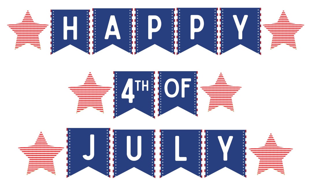 4th of July Printable Banner/ Patriotic Banner/ 4th of July Decoration ...