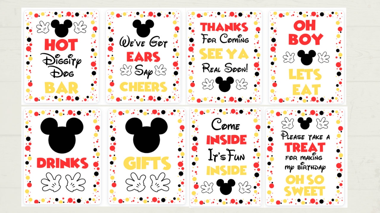 INSTANT DOWNLOAD/ Printable Mickey Mouse Party Signs/ 5x7 and 8x10 - Etsy