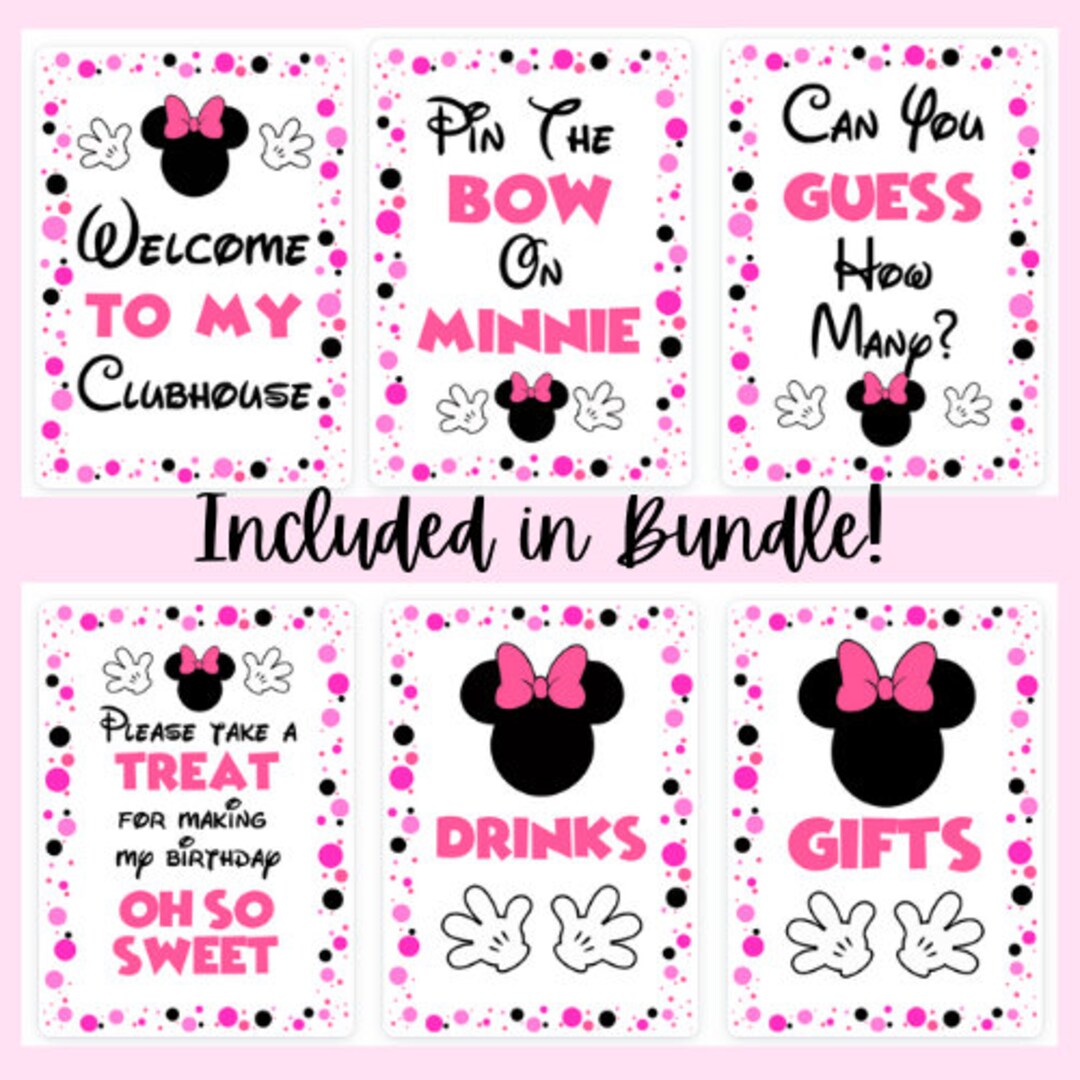 INSTANT Download/printable Minnie Mouse Party Signs LARGE Bundle ...