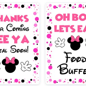 INSTANT DOWNLOAD/ Printable Minnie Mouse Party Signs/ 5x7 and 8x10 ...