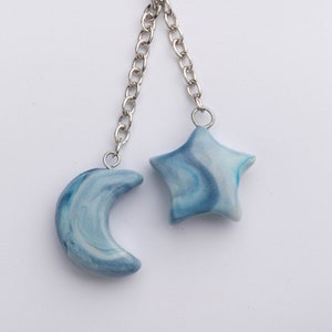 Star and Moon Polymer Clay Dangle Charm - Etsy Canada