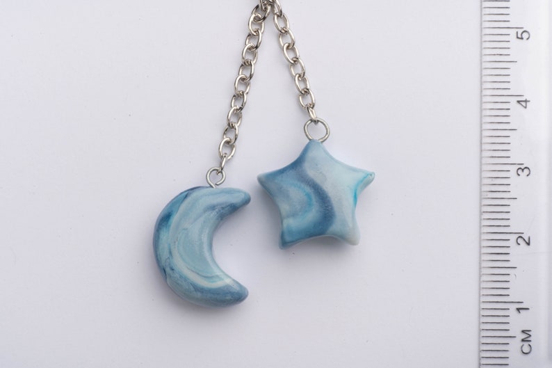Star and Moon Polymer Clay Dangle Charm - Etsy Canada