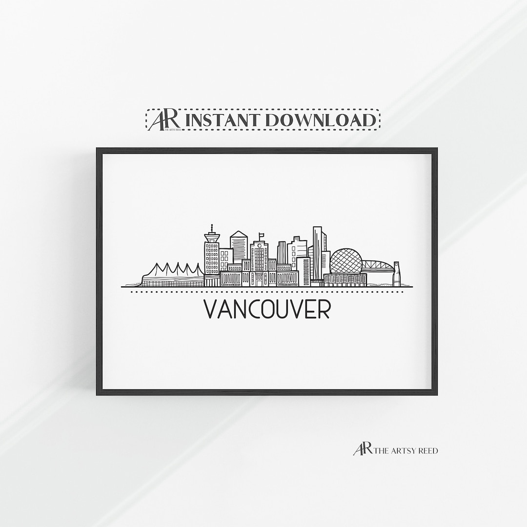 Vancouver Skyline Print City Print Fine Line Art Skyline - Etsy