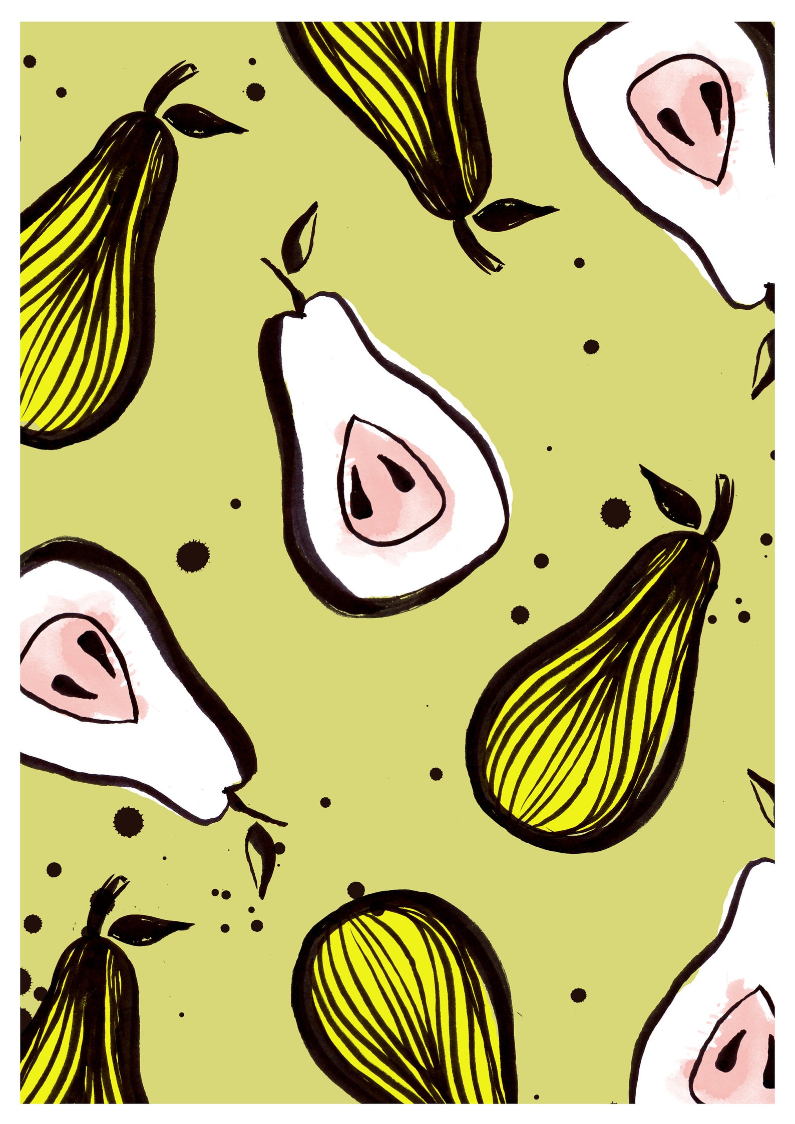 Pear Art Print, Pear Pattern Print, Fruit Art Print, Kitchen Art Print ...