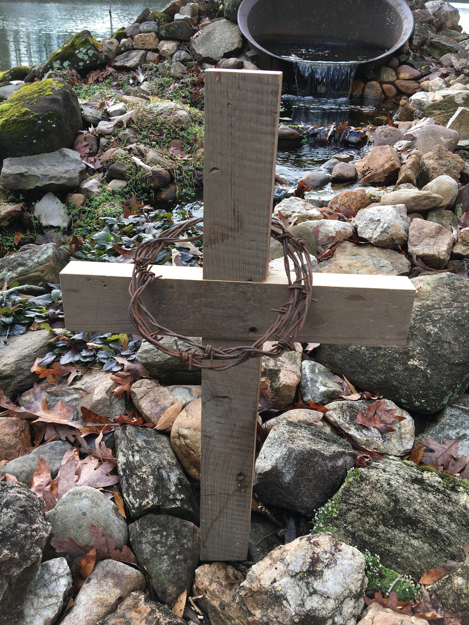 Barbed Wire Crown of Thorns, Cross Decoration, Handmade Barbed Wire ...