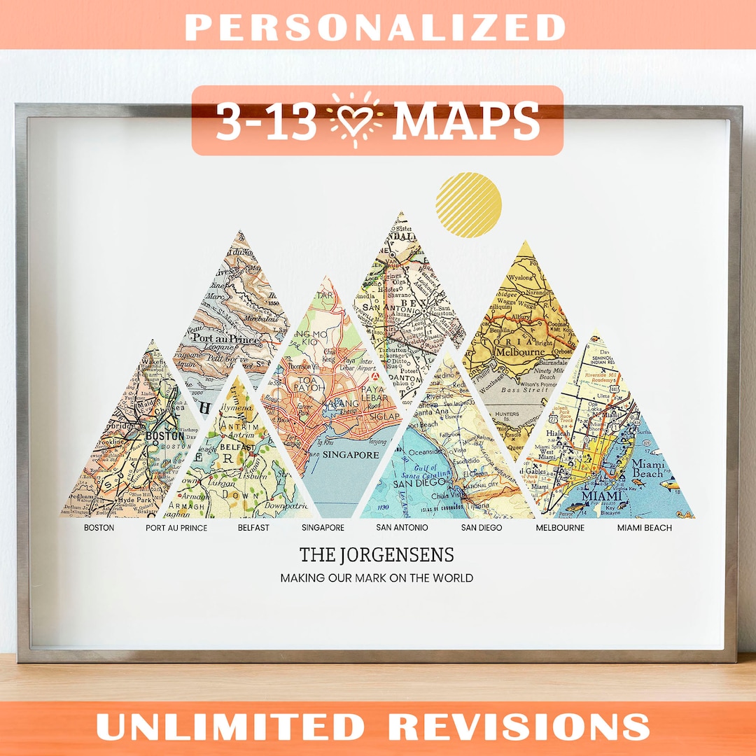 Personalized Milestones Map™ Housewarming Gift, Moving Gift 3-13 ...