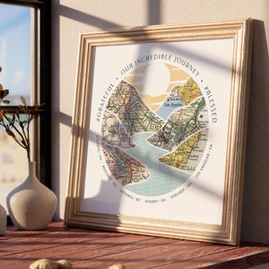 Personalized Journey Map™ Print: 2-8 Locations Mountain Wall Art Custom ...
