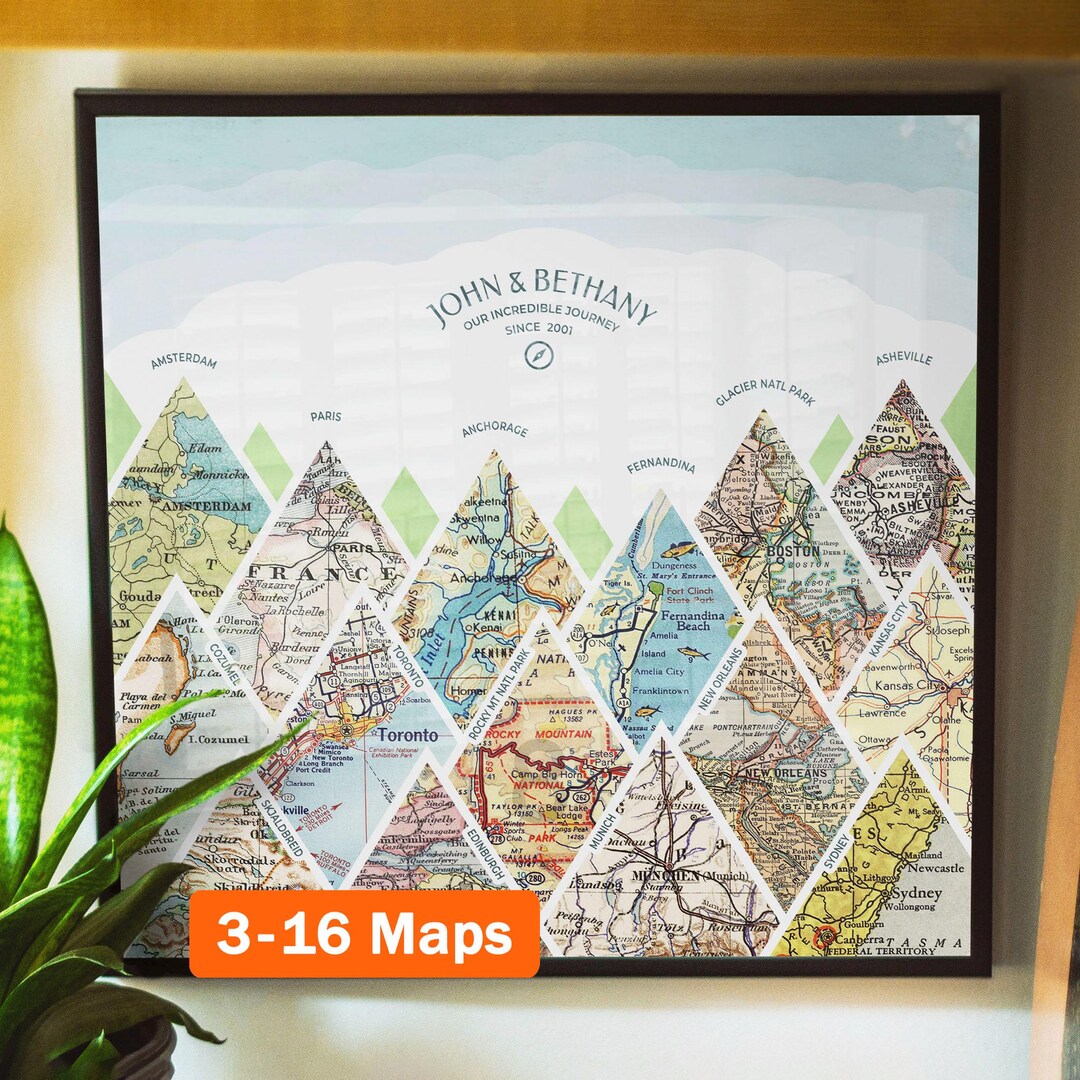 Personalized Map Art 50th Birthday Gift Idea for Friends Brother Sister ...