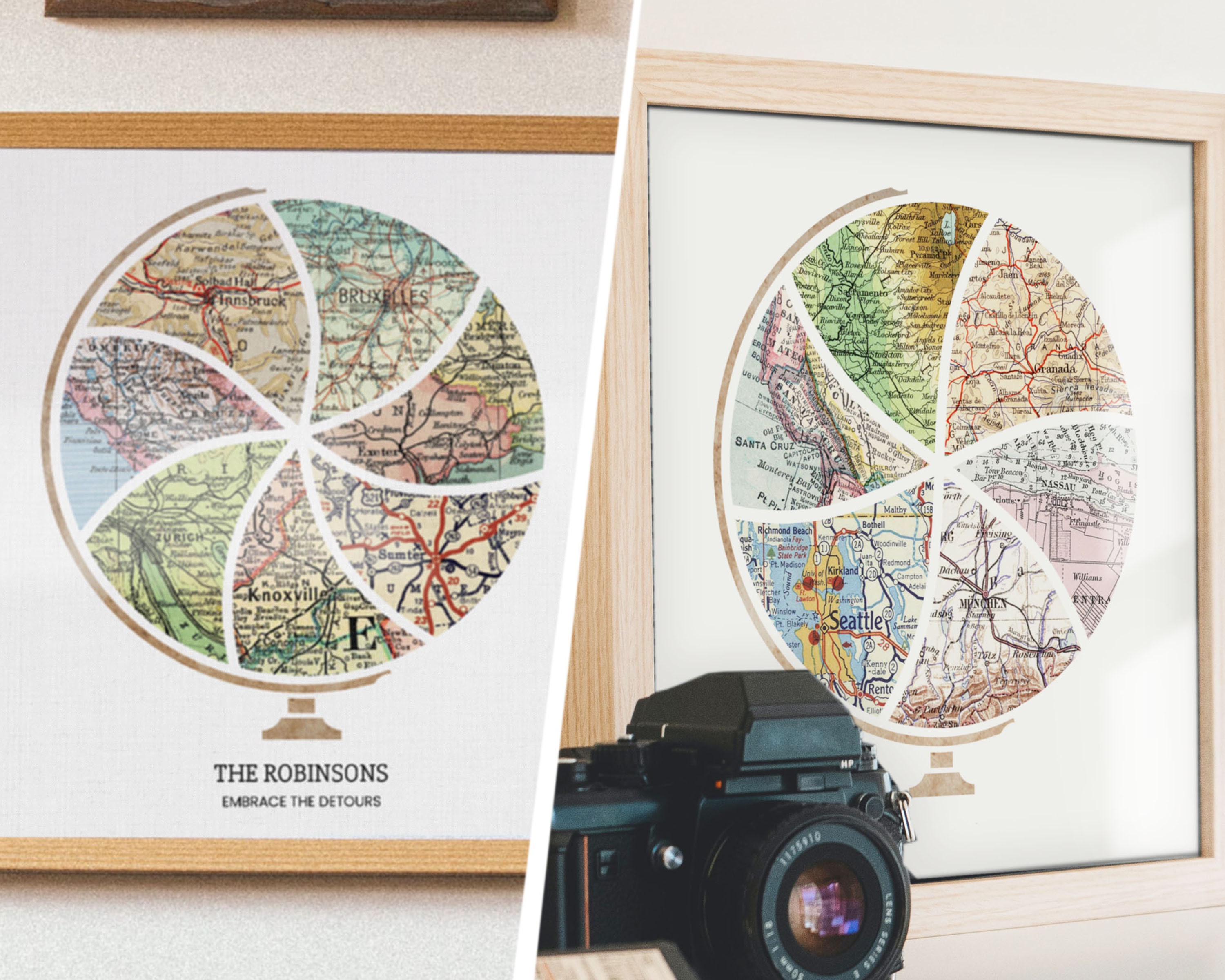 Mid Century Globe Map Personalized Gifts For Him Custom | Etsy