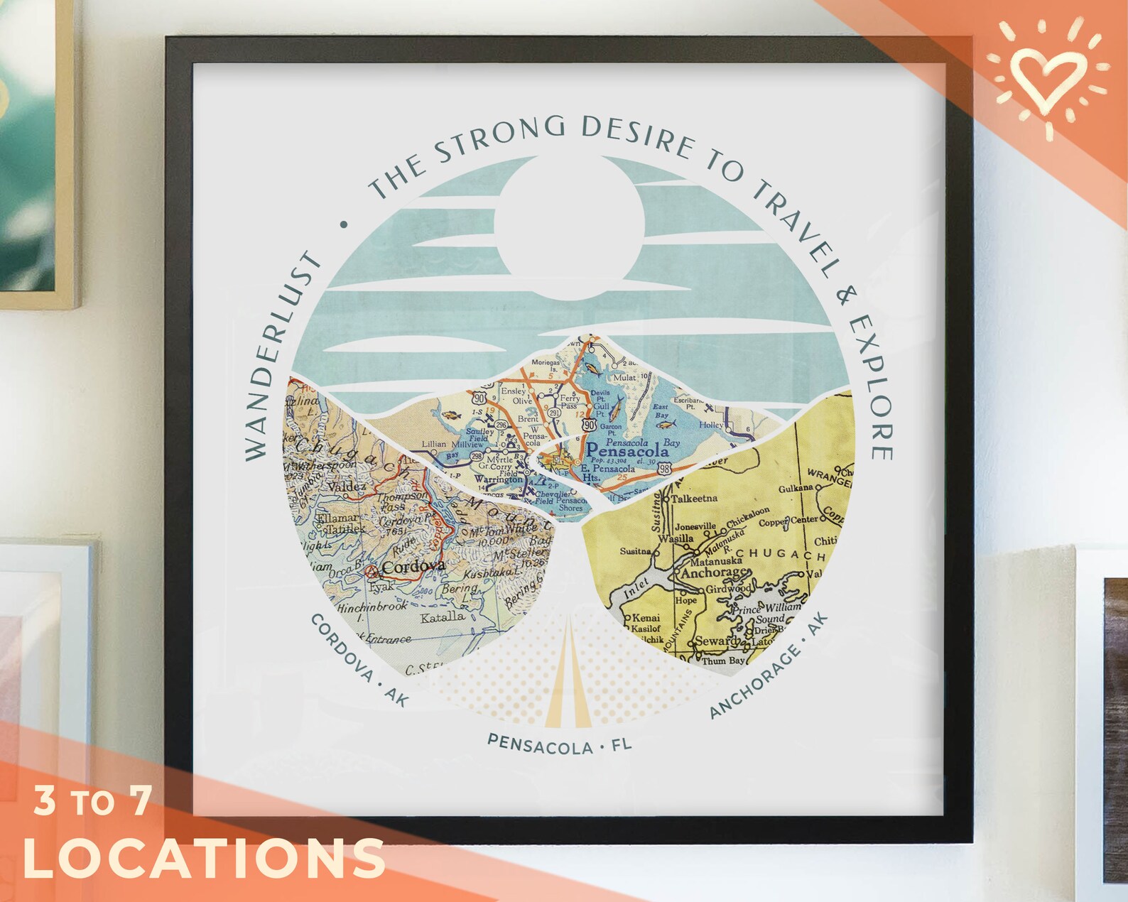 Customizable Wanderlust Roadtrip™ Map: Birthday gift for your | Etsy