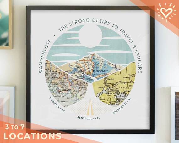 Customizable Wanderlust Roadtrip™ Map: Birthday gift for your | Etsy