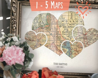 Heart Map Art | Etsy